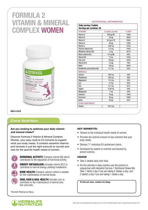 Formula 2 Vitamin & Mineral Complex Women - Herbalife Independent ...